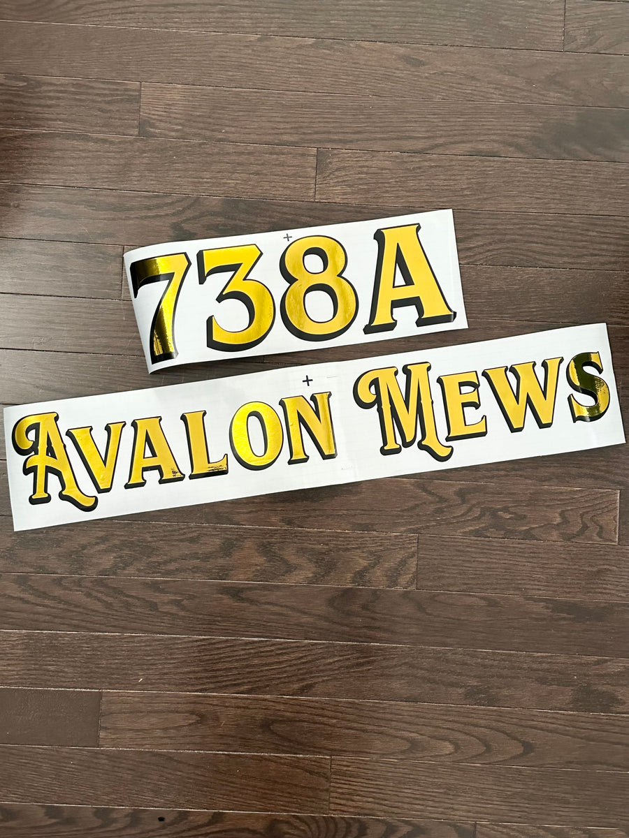 Custom Gold Leaf Vinyl Lettering Transom House Number Address Decals ...